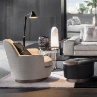 China Modern Leather Wood Metal Relax Lounge Living Room Single Seater Sofa Armchair Swivel Accent Velvet Chair with Foot Rest for sale