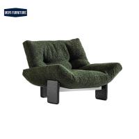 China Home Living Room Modern Scandinavian Sofa Chairs Upholstered Seat Solid Walnut Wood Leg White Lambswool Fabric Leisure for sale