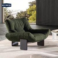 China Home Living Room Modern Scandinavian Sofa Chairs Upholstered Seat Solid Walnut Wood Leg White Lambswool Fabric Leisure for sale