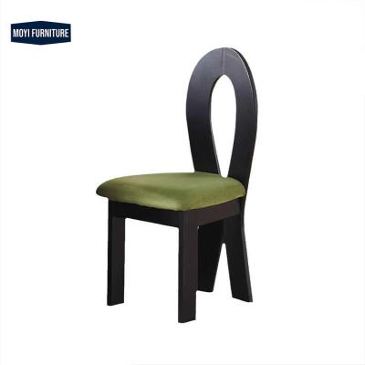 China Luxury Modern Stackable Colorful Upholstered Dining Chairs Solid Wooden Dining Chair Comfortable Seating Living Room for sale
