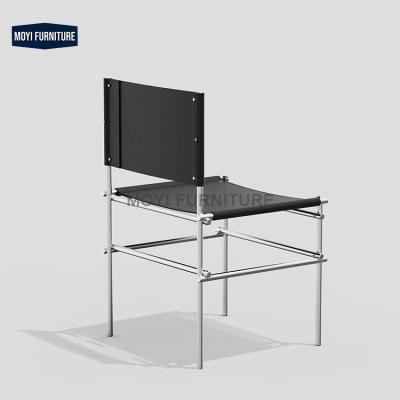 China Dining Room Furniture Nordic Luxury Stainless Steel Saddle Leather Kitchen Dining Chair for Hotel Restaurant Cafe Spaces for sale