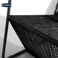 China Home Living Room Minimalist Metal Frame Rope Design Leather Accent Single Sofa Armchair for Balcony Seating for sale
