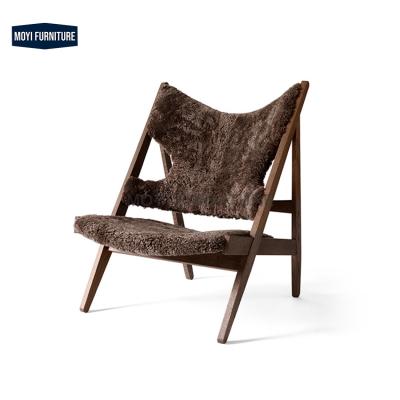 China Living Room Chair Plush Wool Upholstered Accent Chair Comfortable Modern Seating for Lounge Bedrooms for sale