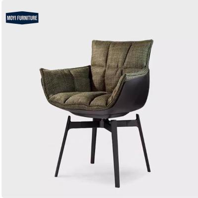 China Synthetic Leather Dining Chair MOYI Swivel Shell Chair Italian Design Fabric Fiberglass Modern Dining Room Seating Chair for sale