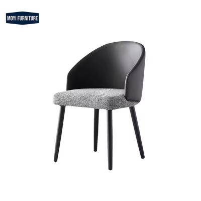 China Leather Fabric Nordic Design Living Room Chair Scratch Resistant Wood Leg Fabric Restaurant Armchair Single Chair for sale