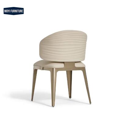 China Home Furniture Dining Room Set Featuring Luxury Modern Italian Golden Metal Leg Leather Dining Chairs Minimalist Design for sale