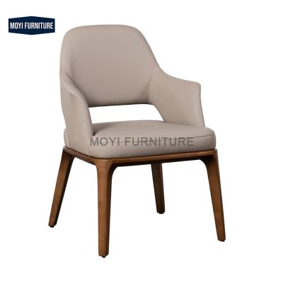 China Standard Size Designer Modern Luxury Upholstered Coffee Chairs Pu Leather Wooden Armchairs Dinning Room Set Tables Chairs for sale