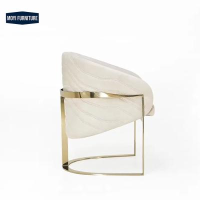 China Hotel Standard Size Metal Frame Dining Chair with Golden Armrest Leather Seat and Durable Construction for sale