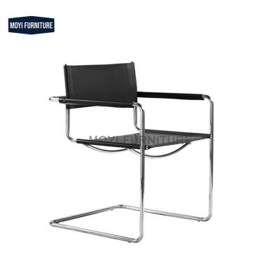China Home Furniture Luxury Modern Dining Chairs Saddle Leather Brown Mart Design Metal Legs Armchair Ideal Restaurant Cafe Office for sale