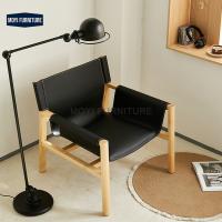 China Living Room Furniture Custom Modern Italian Luxury Solid Wood Restaurant Chair with Saddle Leather Backrest Feature for sale