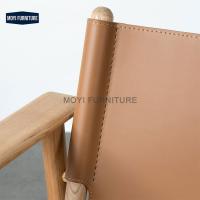 China Custom Designer Italian Balcony Solid Wood Chair with Log Armrest Designer Saddle Leather Leisure Seating Home Furniture for sale