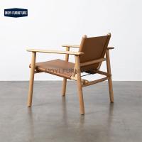 China Custom Designer Italian Balcony Solid Wood Chair with Log Armrest Designer Saddle Leather Leisure Seating Home Furniture for sale