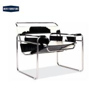 China Modern Bauhaus Armchairs Featuring Heavy-Duty Seamless Tubular Steel Frame Leather Suspended Seats Stylish Living Seating for sale