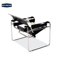 China Modern Bauhaus Armchairs Featuring Heavy-Duty Seamless Tubular Steel Frame Leather Suspended Seats Stylish Living Seating for sale