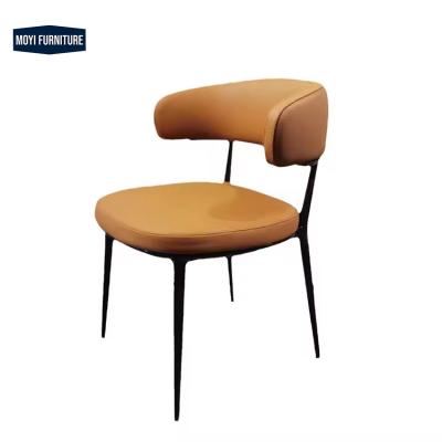 China Metal Foam Fabric Upholstered Velvet Dining Chair Leisure Design Back Fashionable Luxury Pu Dining High Furniture for sale