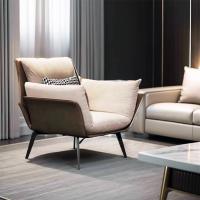 China Living Room Furniture Upholstered Leather Recliner Chair Vintage Accent Design Style Modern Bedroom Dining Sitting Room for sale