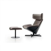 China Arm Chair Modern Living Room Furniture Swivel Leather Accent Sofa Chair Lounge Chaise Chair Ottoman Version Included for sale