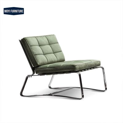 China Mail Packing Arm Chair Modern Living Room Accent Chair Comfort Leisure Chair Fabric Lounge Chair Metal Leg Green Chair for sale
