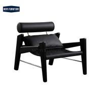 China Foam Filled Light Luxury Single Back Sofa Chair Featuring Solid Wood Legs and Leather Upholstery for Living Room for sale