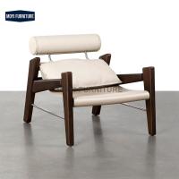 China Foam Filled Light Luxury Single Back Sofa Chair Featuring Solid Wood Legs and Leather Upholstery for Living Room for sale