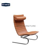 China Modern Lounge Chair with Black Leather Cushion and Stainless Steel Frame No Tilting Living Room Seating for sale