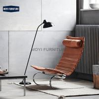 China Modern Lounge Chair with Black Leather Cushion and Stainless Steel Frame No Tilting Living Room Seating for sale