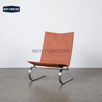 China Modern Lounge Chair with Black Leather Cushion and Stainless Steel Frame No Tilting Living Room Seating for sale