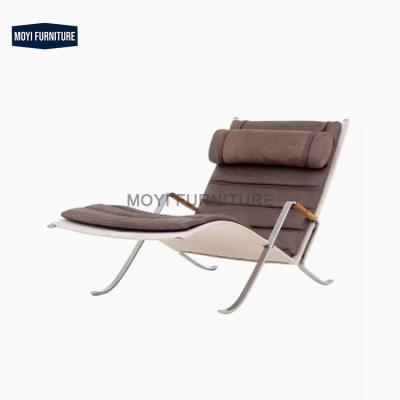 China Villa Genuine Leather Italian Style Accent Chair with Leather Armrest Metal Frame High Back Support Black Leisure Chair for sale