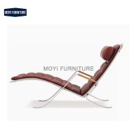 China Villa Genuine Leather Italian Style Accent Chair with Leather Armrest Metal Frame High Back Support Black Leisure Chair for sale
