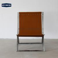 China Living Room Chair MOYI Nordic Minimalist Single Chair Metal Armrest Leisure Office Genuine Leather Comfortable Seating for sale