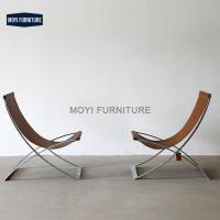 China Living Room Chair MOYI Nordic Minimalist Single Chair Metal Armrest Leisure Office Genuine Leather Comfortable Seating for sale