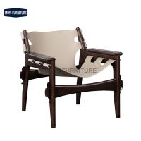 China Hotel Modern Chair with Arms Leather Upholstered Wooden Frame Single Accent Chair Luxury Lounge Seating Living Room for sale