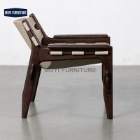 China Hotel Modern Chair with Arms Leather Upholstered Wooden Frame Single Accent Chair Luxury Lounge Seating Living Room for sale