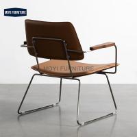 China Tilting No Nordic Dining Furniture Modern Brown Leather Chairs Metal Chair for Events Sitting Room Leather Arm Accent for sale