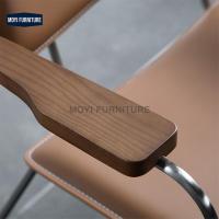 China Tilting No Nordic Dining Furniture Modern Brown Leather Chairs Metal Chair for Events Sitting Room Leather Arm Accent for sale