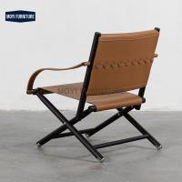 China No Electric Italian Designer Light Luxury Living Room Folding Chair Portable Leather Wood Recliner Armchairs Villa Home for sale