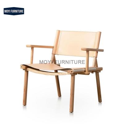 China Saddle Leather Nordic Designer Dining Chair Light Luxury Simple White Ash Wood Imported Armchair for Restaurant Meetings for sale