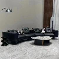 China MOYI Modern Large Sectional Couch Set Corner Metal Leather and LeatherSofa Set Living Room Furniture for sale