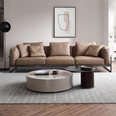 China Modern Advanced Down Leather Sofa Italian Minimalist Villa Living Room Creative Luxury Sofa Set for sale