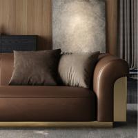 China 2025 Modern Simple Design Italian Leather Twin Peaks Sofa Set Light Luxury Leather for Large Apartments Straight Row for sale