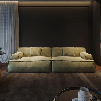 China Modern Italian Minimalist Fabric Damasco Sandblasted Cream Color Sectional Sofa Set Sleek for Apartment Use Filled with Sponge for sale