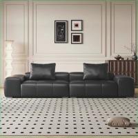 China Light Luxury Living Room Leather Sofa Italian Minimalist New High-end Villa Living Room Furniture Straight Sofa Set for sale