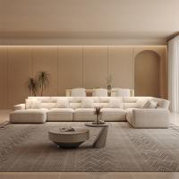 China Italian Style Light Luxury Villa Living Room Furniture Sofa High Backrest Corner Combination L-shaped Home Module Fabric Sofa for sale