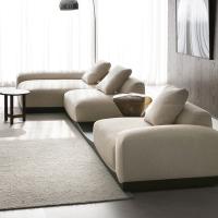 China Latest Minimalist Modern Design Durable Fabric Wooden Sofa Couch Villa Home Living Room L Shape Sectional Sofa for sale