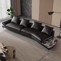 China Italian Luxury Modern Villa Hotel Reclining Corner Leather Sectional Sofa Living Room Furniture Sponge Home Sofas for sale