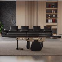 China Italian Luxury Modern Villa Hotel Reclining Corner Leather Sectional Sofa Living Room Furniture Sponge Home Sofas for sale