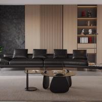 China Italian Luxury Modern Villa Hotel Reclining Corner Leather Sectional Sofa Living Room Furniture Sponge Home Sofas for sale