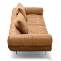 China Luxury Designer Style Hotel Villa Living Room Leather Sofa Modern Italy Wood Frame Brown 3 Seat Sofa Furniture for sale