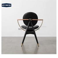 China Italian Design Leather Classic Wishbone Dining Chair Mid century Modern Wood and Metal Industrial Luxury Walnut Dining Chair for sale