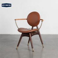 China Italian Design Leather Classic Wishbone Dining Chair Mid century Modern Wood and Metal Industrial Luxury Walnut Dining Chair for sale